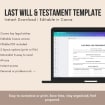 Editable Last Will and Testament Template, Printable One Page Will Form ...