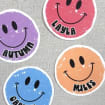 Editable Pastel Crayon Smiley Face Name Tags for Back to School Retro ...