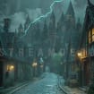 Dark Rainy Medieval Town, Animated Stream Background for Vtubers and ...