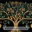Gold Tree of Life Panoramic Painting Print, Gold Green Floral Wall Art ...