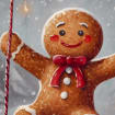Christmas Gingerbread Man on Swing Frame Tv Art, Winter Art for Tv ...