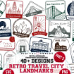 Retro City Landmark Stamps: Travel Decals SVG PNG (part 3) - Etsy