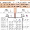 30 Day Cardio Workout Bundle Printable + Interactive PDF | 5 Programs ...