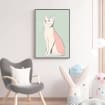 Minimalist Cat Art, Modern Cat Wall Art, Pastel Colored Cat ...