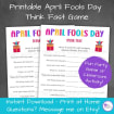 Think Fast Game April Fools Printable, April Fool's Day Party Idea ...