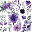 Black Purple & Silver Floral Clipart - Vintage Lavender Bouquets ...