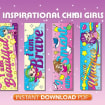 Kawaii Chibi Girls Coloring Bookmarks: DIY Printable Book Markers (PDF ...