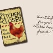 Funny Chicken Kitchen Closed Sign, Chicken Mom Gift, Kitchen Chicken ...