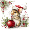Christmas Mouse Watercolor Clipart: Whimsical Holiday Illustrations ...