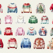 Christmas Jumper Clipart PNG. Watercolor Ugly Christmas Sweater Day ...