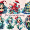 40 PNG Watercolour Christmas Mermaid Clipart, Christmas Underwater ...