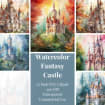 25 File Bundle, Clip Art Fantasy Castle Watercolor PNG for Download and ...