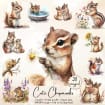 Watercolor Chipmunk Clipart Bundle – Kawaii Chipmunks PNG, Woodland ...