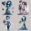Corpse Bride Clipart Set: 28 Watercolor PNG Images (digital Download ...