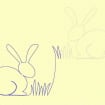 Cottontail Bunnies. Continuous Line of Rabbits in Grass for an Edge to ...