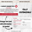 Diabetes Wallet Card, Diabetic Alert Card, Emergency ID Card, Medical ...
