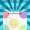 Editable Student Info Sheet-back to School-first Day of School - Etsy