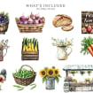 Watercolor Farmers Market Clipart, Rustic Floral Illustrations, Fresh ...