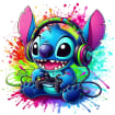 5 PNG Gamer Stitch Png Stitch Splash and Watercolor Png Gamer Stitch ...