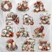 Grandmillennial Fall Clipart: Pumpkin & Yarn Wreath (PNG) - Etsy