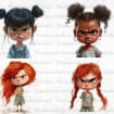 Grumpy Girl Clipart: Cartoon PNG Graphics (digital Download) - Etsy