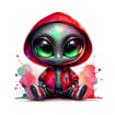 Watercolor Hip Hop Alien Clipart Bundle, Cool Alien PNG Bundle, Fun ...