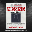 Editable Halloween Missing Person Sign, Printable Spooky Party Poster ...