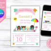 Hot Tub Girls Birthday Editable Invitation, Girls Pool Party Printable ...