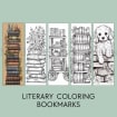 Literary Bookmarks Coloring Page: Vintage Books, Reading Nook (digital ...