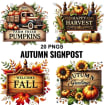 Watercolor Hello Fall Sign Clipart: Pumpkin & Autumn Leaves (digital ...