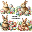 Watercolor Easter Bunny Clipart: Spring PNG Images (digital Download ...