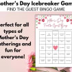 Mother's Day Bingo, Find the Guest Icebreaker, Mothers Day Party Mix ...