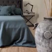 Ocean Blue Linen Bedspread - Sea Blue Bedspread - Softened Linen Bed ...