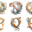 Opal Alphabet | Transparent PNG SVG | Illuminated Letters | October ...