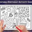 Printable Birthday Activity Sheets: Coloring Pages & Maze (PDF File) - Etsy