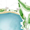 Pebble Beach Golf Course Map, Watercolor Style Golf Layout of Course ...