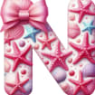 Pink Starfish Alphabet Clipart, Watercolor Ocean-themed Alphabet ...
