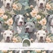 Pitbull Digital Paper, Seamless Dog Pattern, Cute Large Breed Puppy ...