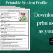 Printable Student Profile Sheet | Instant Download, DIGITAL DOWNLOAD ...