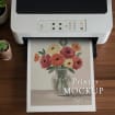 Realistic Printer Mockup: Top View Desktop Printer With A4 Paper, PSD ...