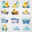 Rubber Duck Clipart, Bath Time Clipart, Bath Toys, Baby Shower Clipart ...