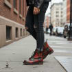 Red Scottish Clan Tartan Style Boots Vegan Leather Lace up Combat Boots ...