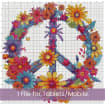 Retro Floral Peace Sign Cross Stitch Pattern: Groovy Hippie Embroidery ...