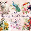 50 PNG Watercolor Spring Animals Clipart, Floral Spring Birds ...