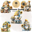 Watercolor Sunflower Gnome Clipart Bundle (PNG) - Etsy