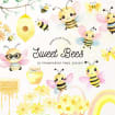 Cute Bee Watercolor Clipart Pack, Baby Bee Png, Honey Clipart, Bee ...