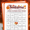 Thanksgiving Find Someone Who BINGO, Printable Thanksgiving Games ...