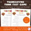 Thanksgiving Think Fast Game, Thanksgiving Family Game, Friends ...