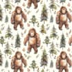 Watercolor Sasquatch Pattern Seamless Digital Papers - Printable ...