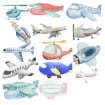 Airplane Clipart,watercolor Air Transport Clipart,blue Air Transport ...